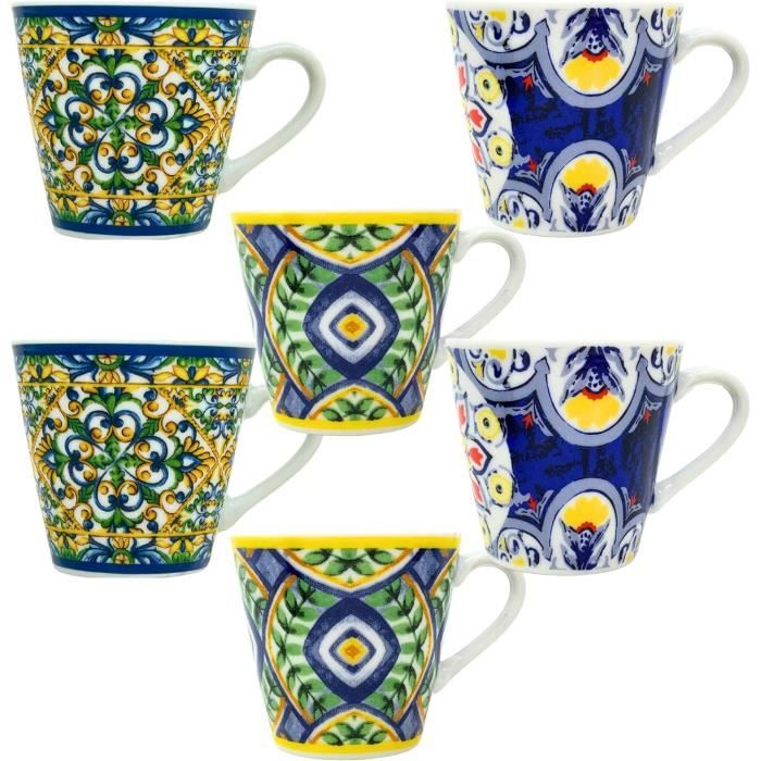 Lot De 6 Pièces, Tasse A Cafe, Porcelaine, Passe Au Lave-Vaisselle Et ...