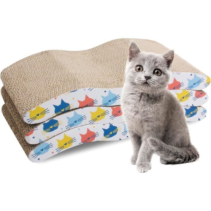 Griffoir pour chat - SSS - Lot de 3 grattoirs en carton avec herbe à ...
