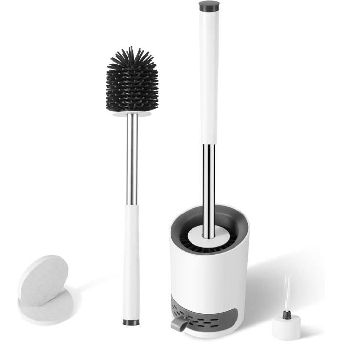 Brosse WC et support mural en silicone avec pince à épiler et support en acier inoxydable pour ...