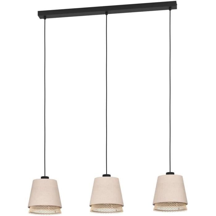 Suspension Luminaire Tabley, Lustre Naturel À 3 Lampes Pour Salon Et ...
