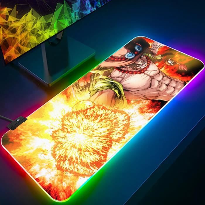 Animé une pièce Luffy Zoro RGB Pc Gamer clavier tapis de souris tapis ...