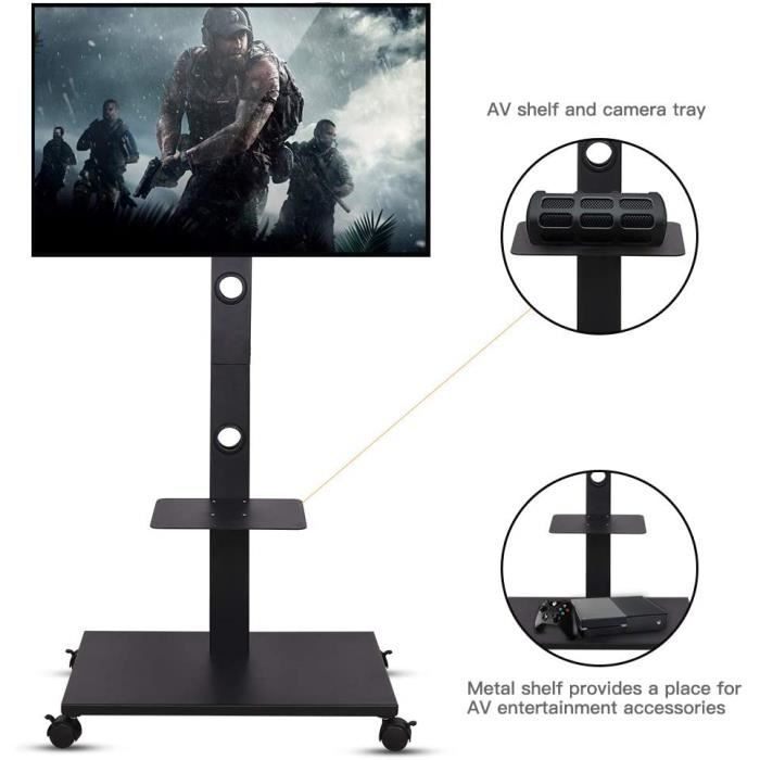 UNHO Support TV sur Pied Roulette Pied TV pour Écrans Plats de 32-70 ...