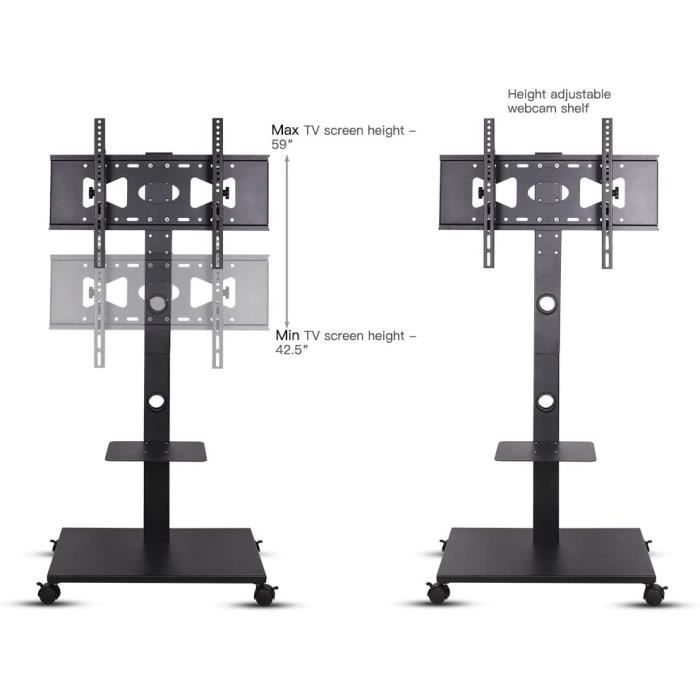 UNHO Support TV sur Pied Roulette Pied TV pour Écrans Plats de 32-70 ...