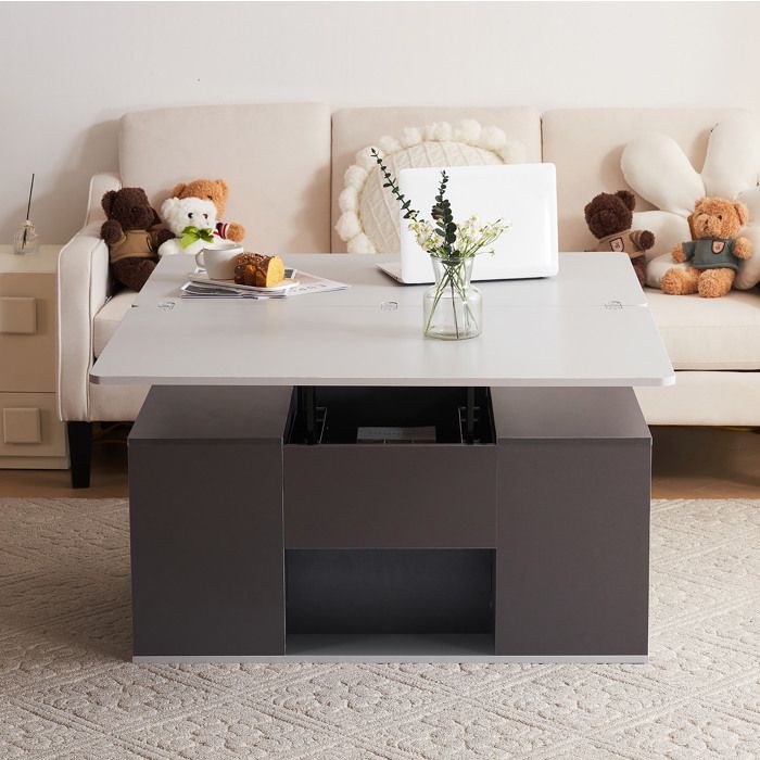 Table multifonctionnelle pour salon et bureau, plateau s’ouvrant en 2 ...