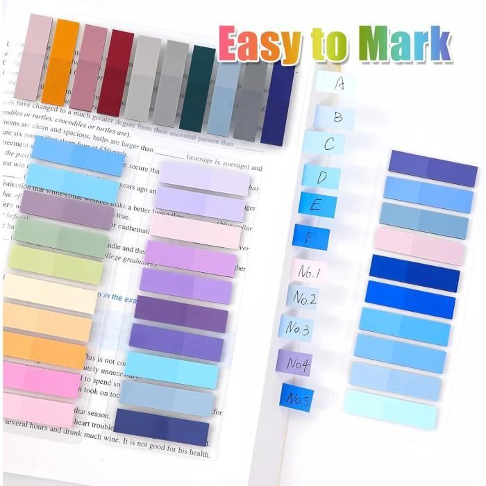 2400 Pièces Post It Marque Page, Multicolore Post It Livre, Marque Page ...