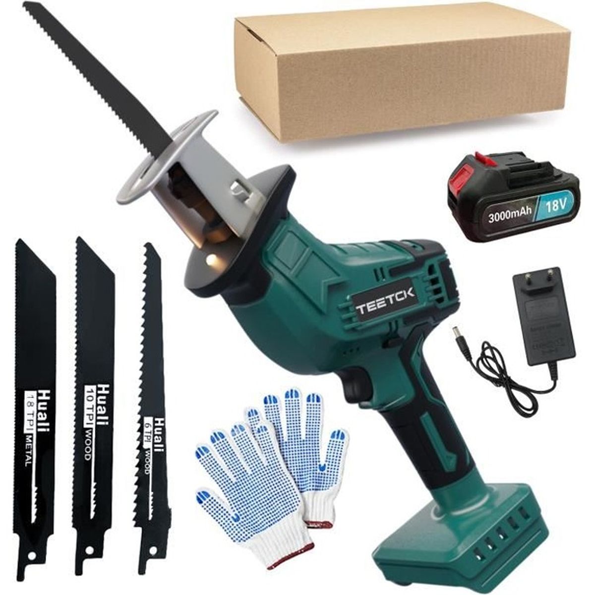 Scie sabre Electrique sans fil MAWIRON 3000SPM-850W-LED-4 Lames Avec ...