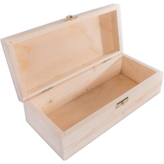 Boîte Rectangulaire En Bois Avec Couvercle Et Loquet | 24 X 10,5 X 7 Cm ...