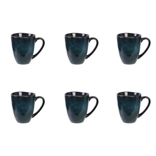 Mugs - PARIS PRIX - Lot de 6 - Céramique - Design Uni - Couleur Bleu - 30 cl - Cdiscount Maison