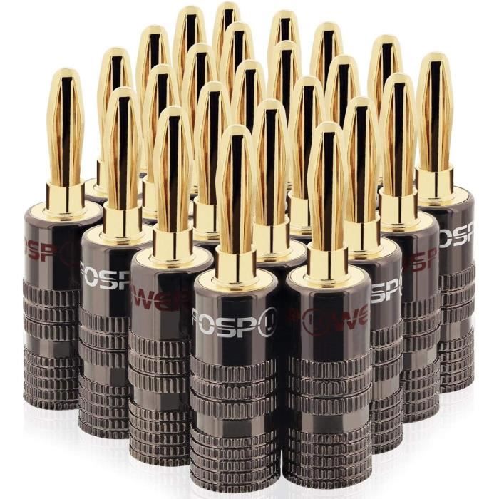 Fiches Bananes ( 24 PACK )Premium [ 24K Connecteur Plaqué Or ] à Double ...