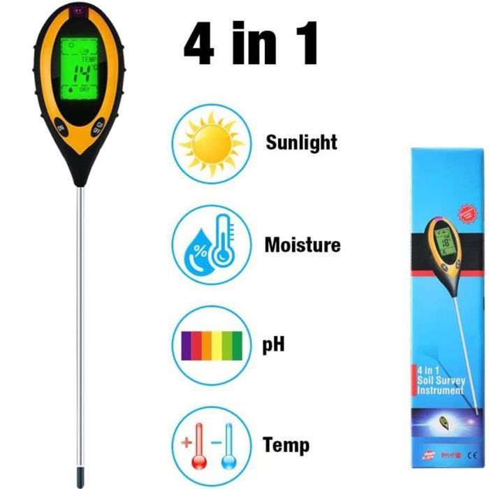 Testeur de pH de sol 4 en 1 testeur de sol humidimètre Kit de testeur ...