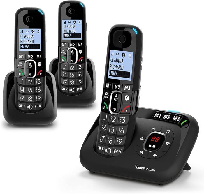 BigTel 1583 Trio, téléphone DECT sans Fil à Grosses Touches, répondeur ...