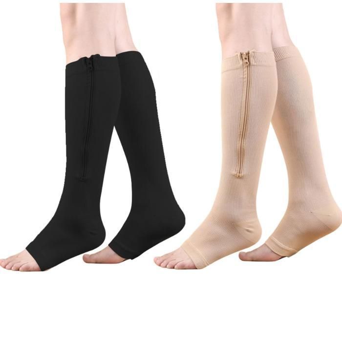 Chaussettes de Compression Médicale à Glissière 15-20 mmHg 2 Paires Bas ...