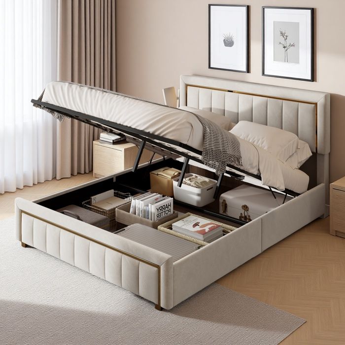 Lit Coffre Velours 160x200null