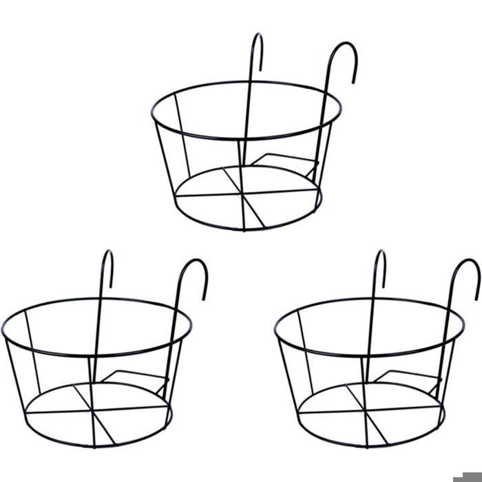 Support métal rond pour pot de fleurs, avec crochets, pour balustrade ...