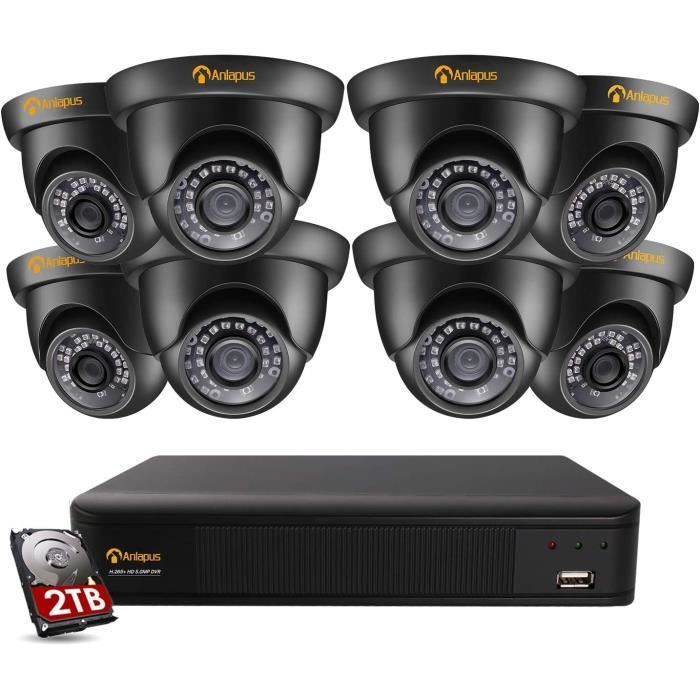 Anlapus 8ch 5MP H.265+ Kit Camera Surveillance Enregistreur video ...