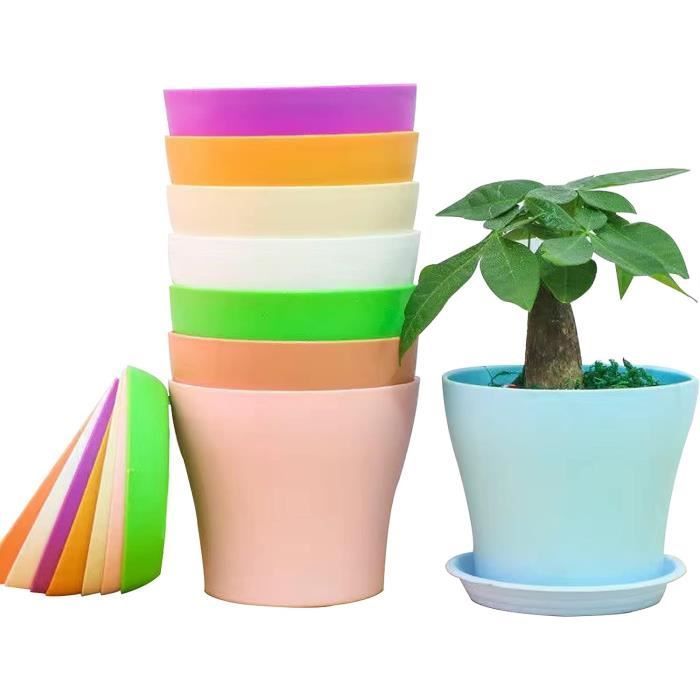 Lot De 8 Pots De Fleurs Colorés En Plastique Pour Balcon Pour Fleurs ...