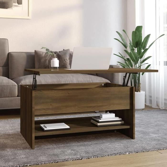Table Basse Réglable En Hauteur Avec Plateau Relevable Et 1 Étagère ...
