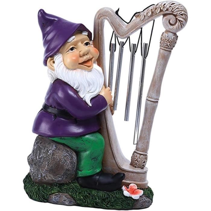 Jardin Statue Gnome | Nain Jardin Musical Avec Carillon Harpe ...