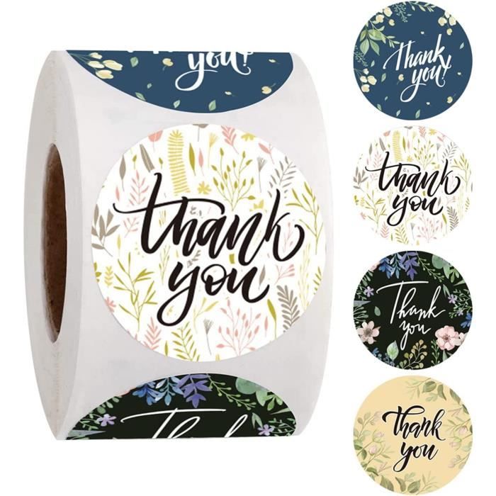 Autocollant 3 Rouleaux de Remerciement Sticker Rose Fleur Autocollant ...
