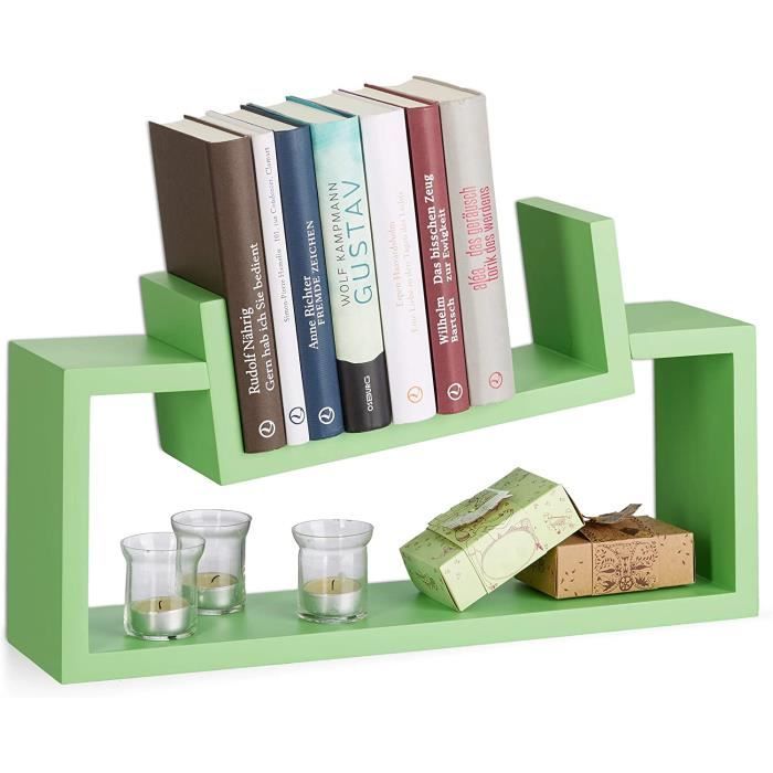 AJW-Étagère tablette flottante murale en MDF coloré 50 cm large 2 ...