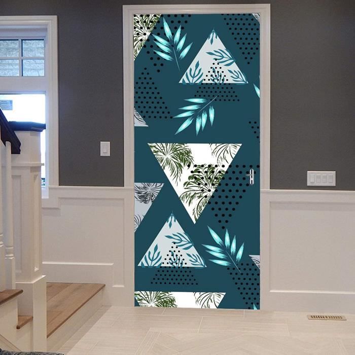 Sticker Porte Autocollant Poster de Porte 3D Motif Vintage Feuilles De ...