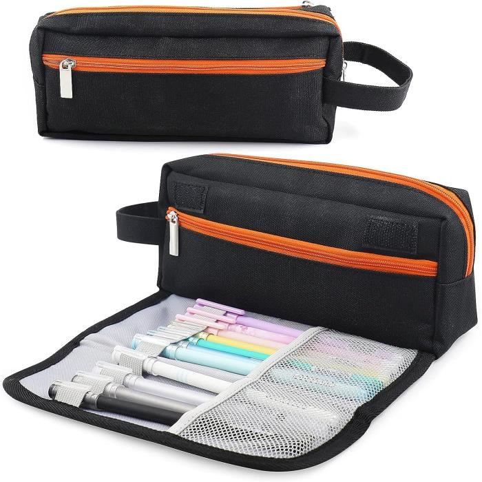 Trousse,23x9.5x7cm,Trousse Scolaire,Trousse Fille,Trousse de Crayon Multifonction Noir 5 ...