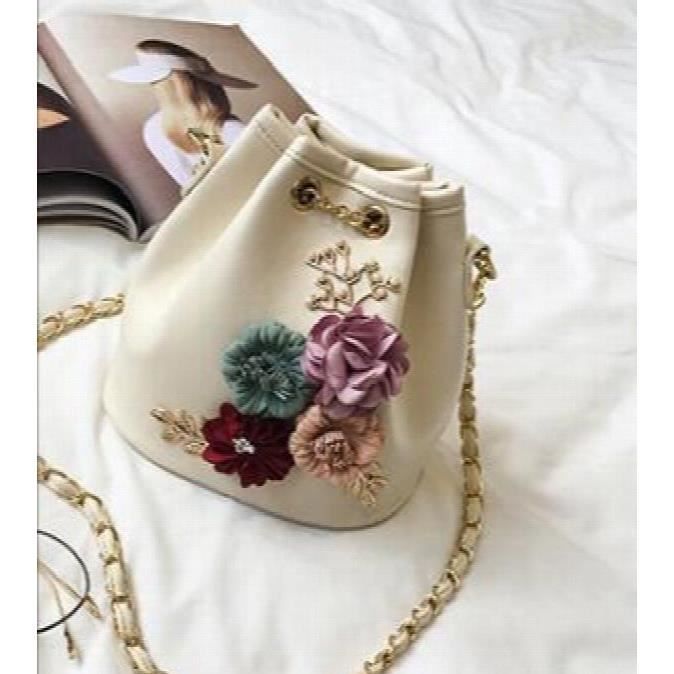 Cartable CRAZE O9PHN Women's Bag Solid Bucket Bag Flower Small Fresh Shoulder Slung Clip Small ...