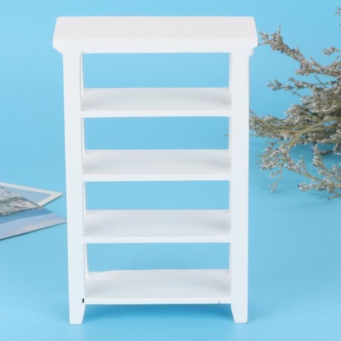 Fafeicy Présentoir de maison de poupée Modèle de meuble miniature en bois 4 couches étagère ...