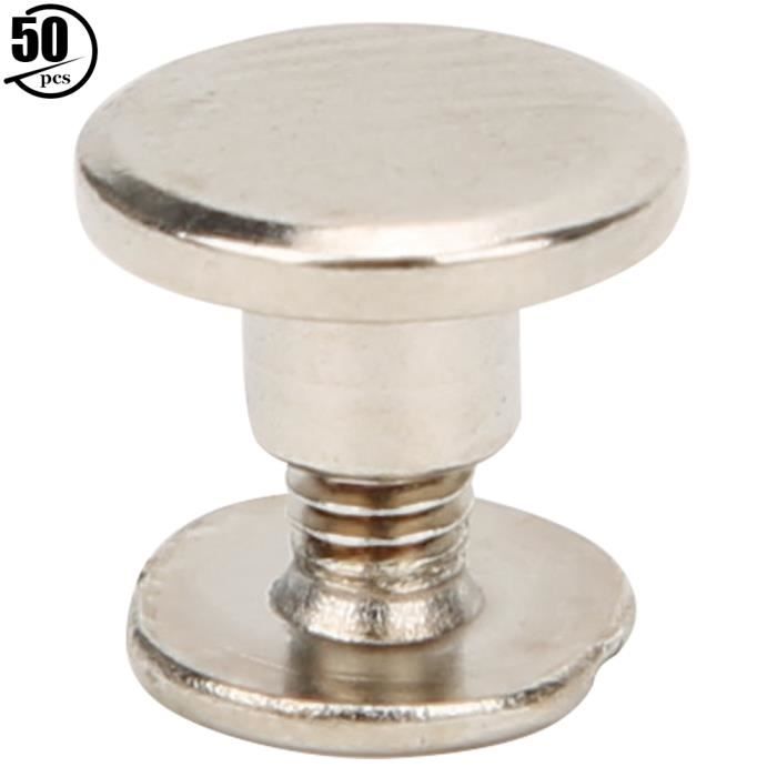 50 ensembles de goujons à tête plate en laiton de 6,5 mm vis à rivets à ...