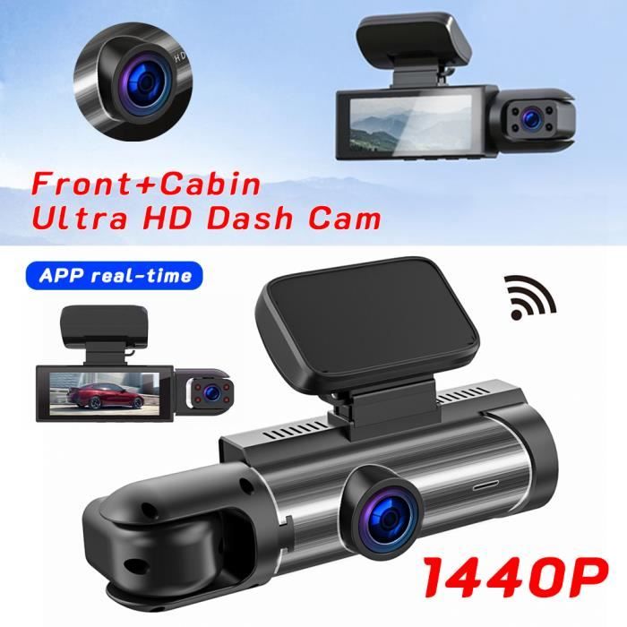 Caméra de Voiture 1440P avant + cabine dual dashcam avec 3.16" Écran ...