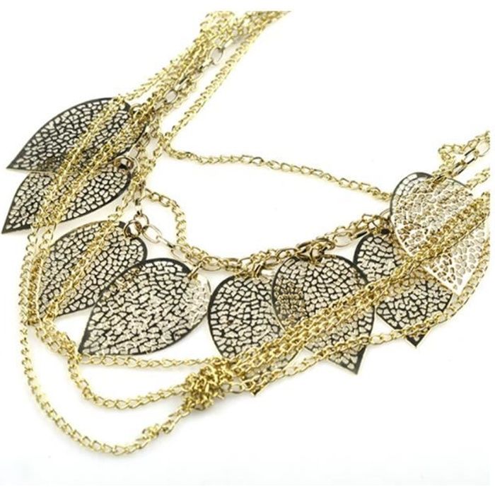 LCC®/Collier long femme fantaisie muilti feuille Or longue festival de ...
