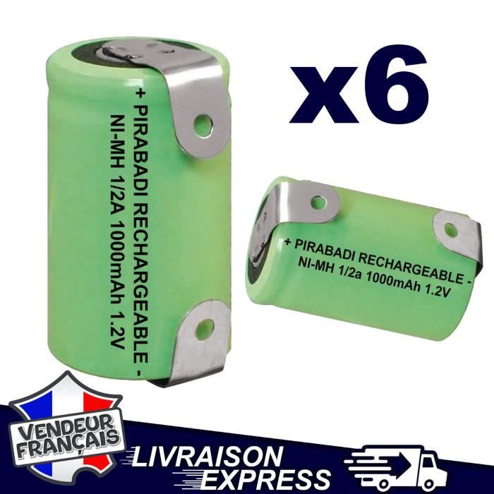 LOT 6 PILES ACCUS RECHARGEABLE 1-2A 1-2 A 1000mA 1000mA 1.2V Ni-MH AVEC PÂTE BROCHE - Cdiscount ...