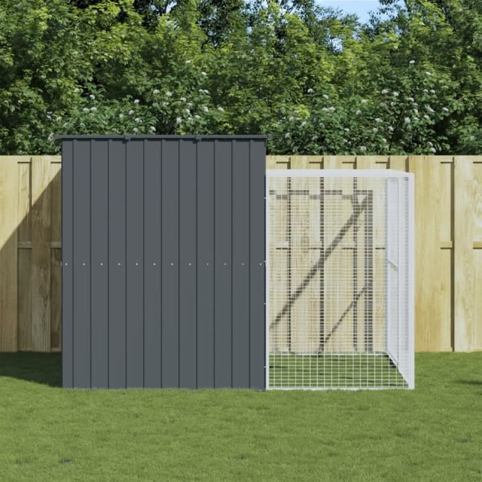 Niche pour chien avec cour anthracite 214x253x181 cm Qqmora XY08482 ...