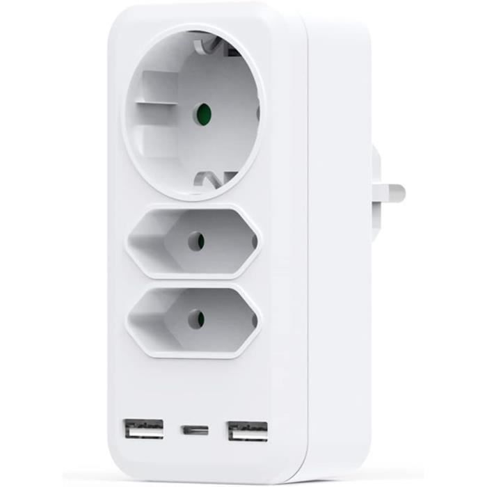 Prise Multiple, Multiprise Electrique Usb Murale 3 Prises 16A-250V-Max ...