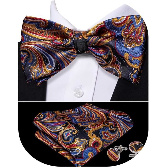 Ensemble De Cravates Noires Pour Homme Mouchoir Et Boutons De Manchette ...