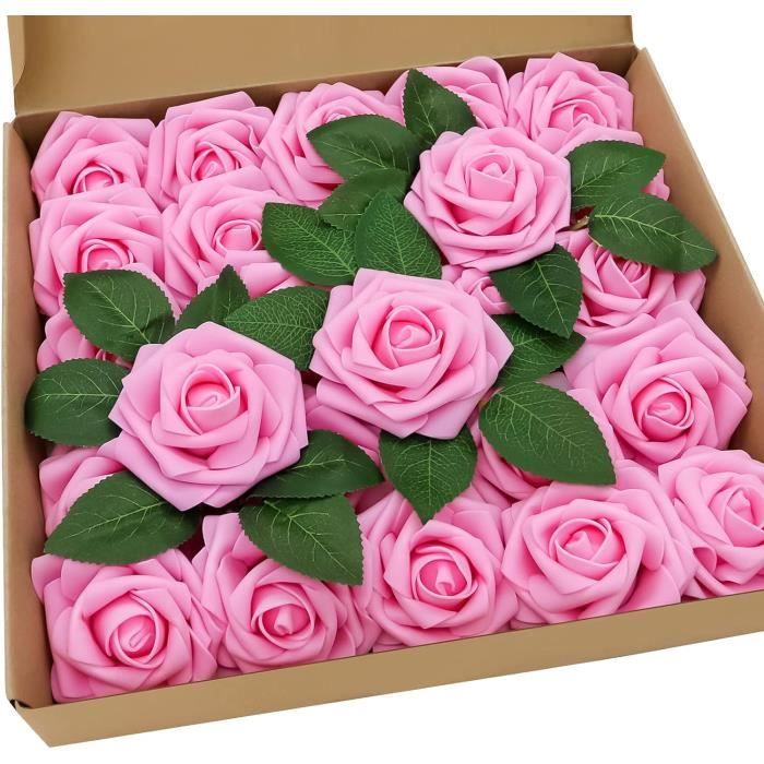 25 Pièces Rose Rouge Artificielle, Fleur Artificielle - Utilisée Pour ...