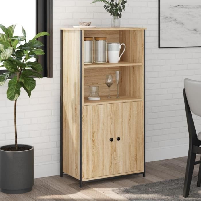 ABIL Buffet haut chêne sonoma 62x36x121,5 cm bois d'ingénierie En Stock ...
