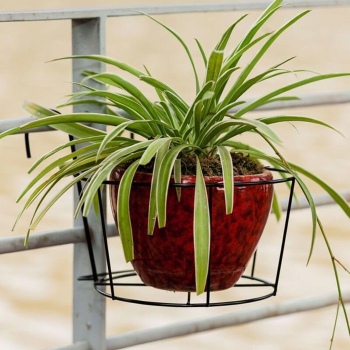 Support métal rond pour pot de fleurs, avec crochets, pour balustrade ...