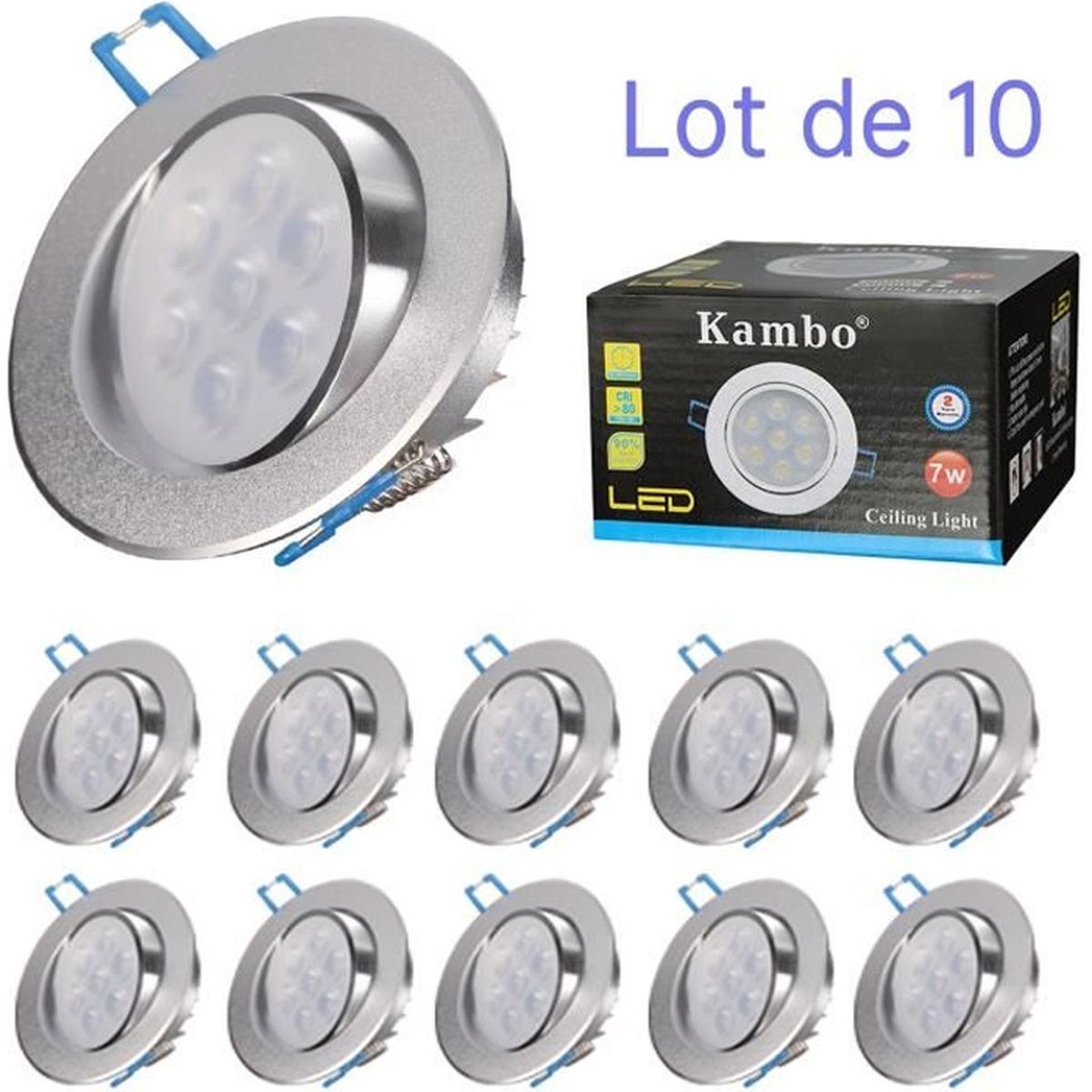 10 X Led Encastrables Kambo Spots Étanche 7w Blanc Froid 6000k 30
