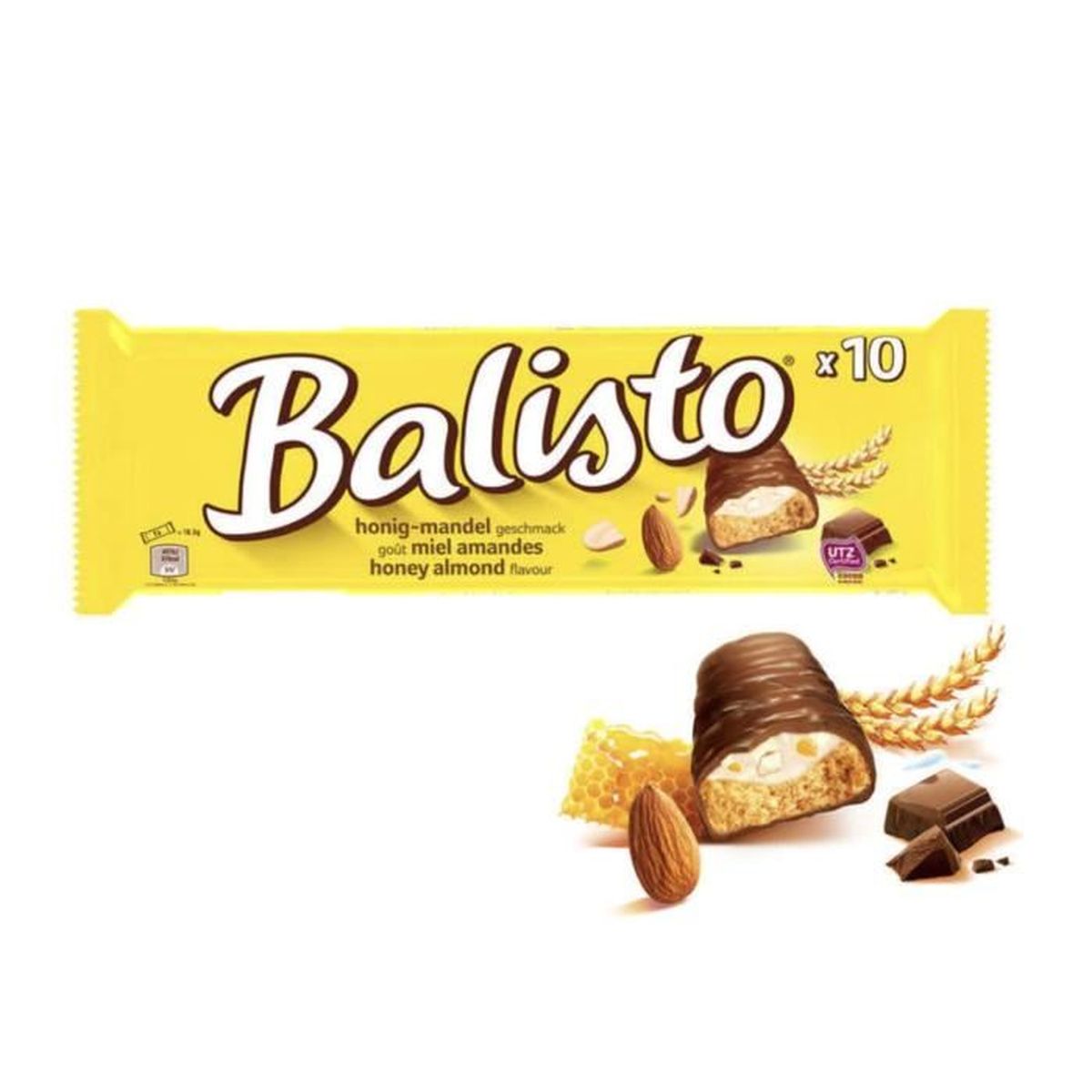 Balisto biscuit goût Miel Amandes enrobé de chocolat - 18.5x10 - 185g ...