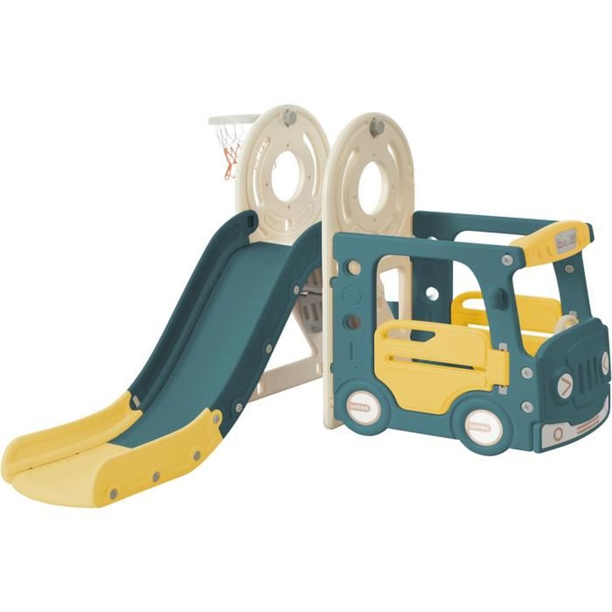 Toboggan pour enfants 4 en 1, avec le bus, la toboggan, Stepladder ...