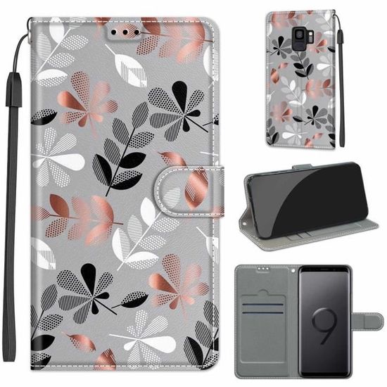 Beau Cuir Housse Samsung Galaxy S9 Etui à Rabat Portefeuille Motif ...