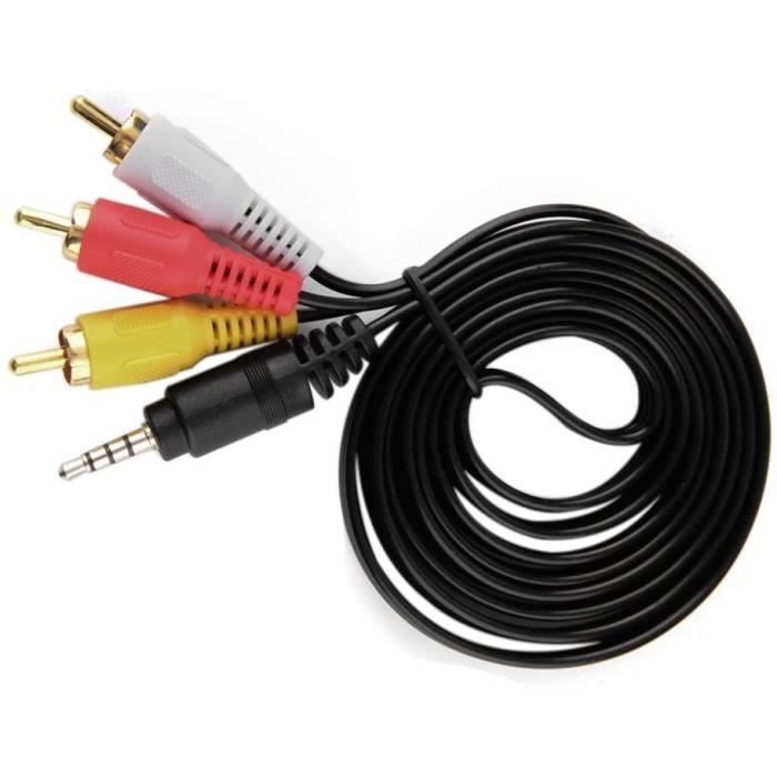 Mini Jack Mâle À 3 RCA Vidéo Audio Câble AV pour TV HDTV DVD 1080P ...