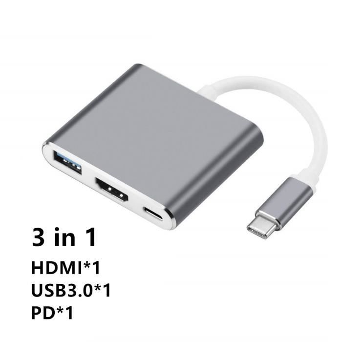 Moyeu 3 en 1 - Hub USB type c vers HDMI, adaptateur VGA 4K RJ45 Lan Ethernet SD TF USB C 3.0 ...