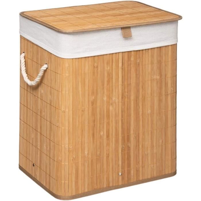 Panier À Linge En Bambou Naturel H 50 Cm[u494] - Cdiscount Maison