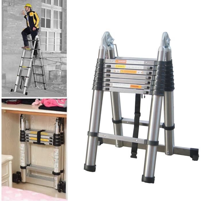 Échelle Télescopique Pliante 2,5 M + 2,5 M - En Aluminium - 2,5 M ...