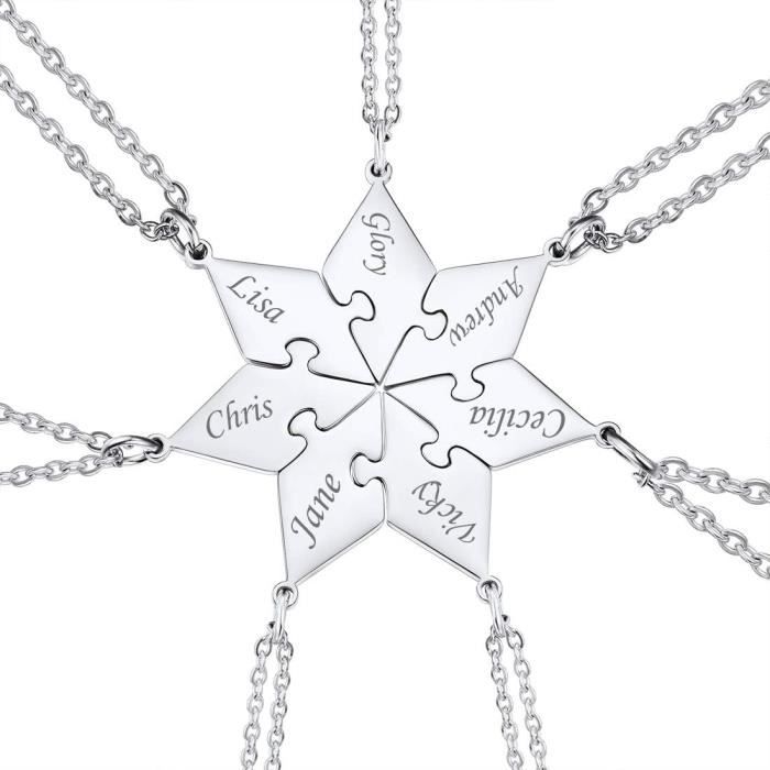 Collier Séparable À Personnaliser Pendentif Puzzle 3-4-5-6-7-8 Pièces ...