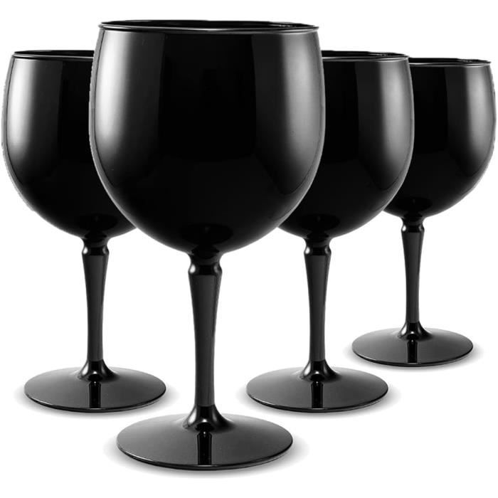 Rb Verres Ballons Cocktail Gin Verres À Vin Noir Ensemble De 4, Noir ...