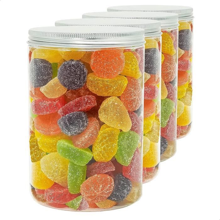 Lot de 4 Bocaux en Polyéthylène Alimentaire, 1,1 L (15x10 cm), avec ...