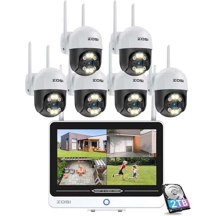 2K NVR Kit PTZ Camera de Surveillance WiFi, 12,5” 2TB Moniteur + 3MP ...